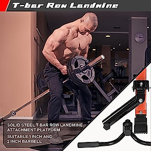 RitFit Power Cage with LAT Pull Down and 360° Landmine, 1000LB Capacity Power Rack Full Home Gym for Weightlifting, Come with J-Cups,Dip Bars and Other Attachments (2023 Version PPC02)-Orange