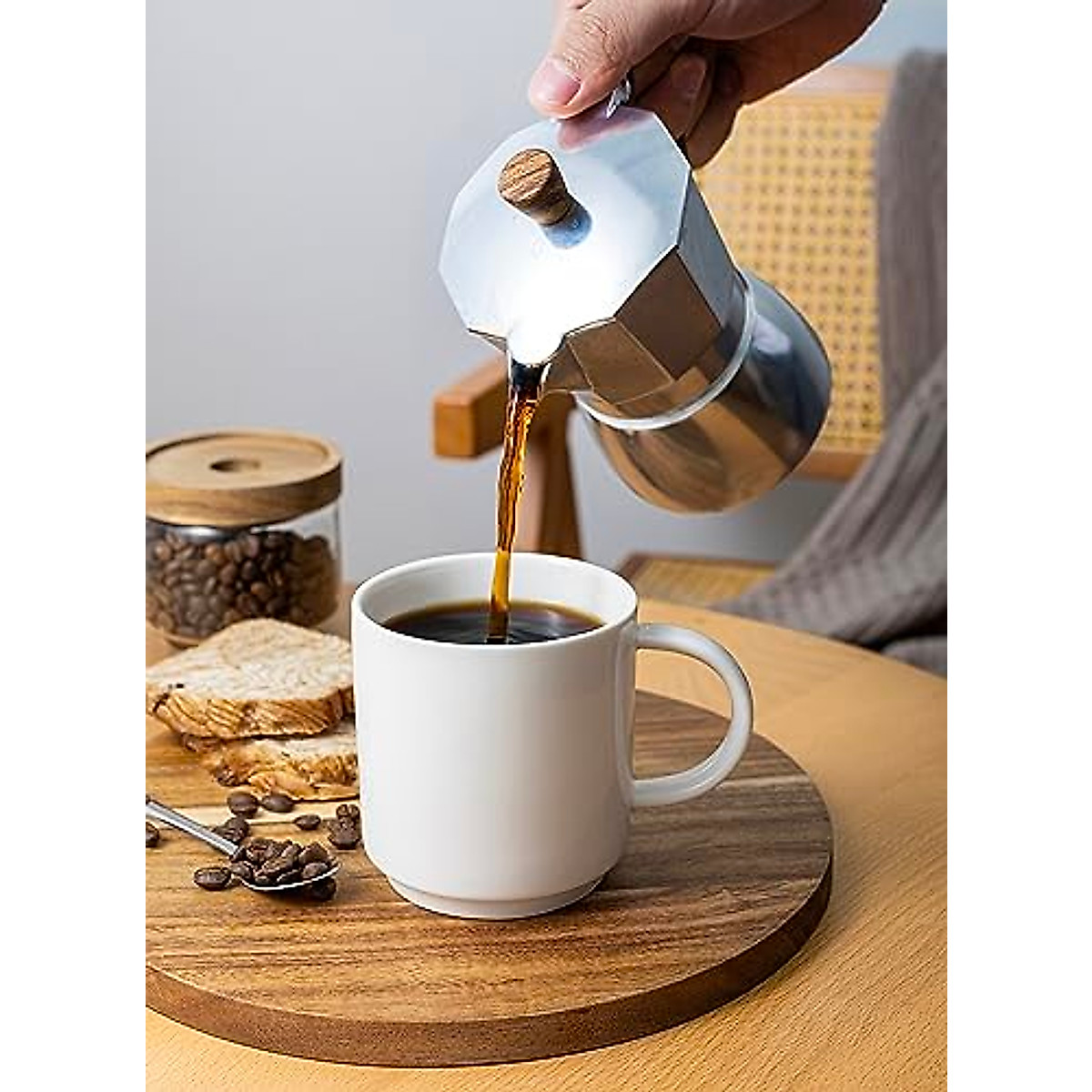 Sweese 616.001 Stackable Coffee Cups - 10 Ounce for Specialty Coffee Drinks, Cappuccino, Cafe Mocha, Latte and tea, Set of 6, White