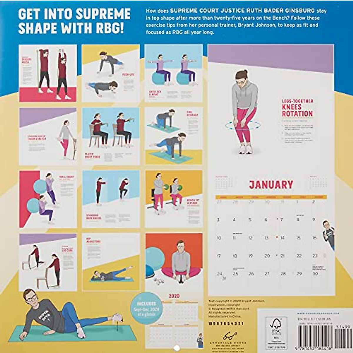 RBG Workout 2021 Wall Calendar: (Ruth Bader Ginsburg Women's Exercise 12-Month Calendar, Monthly Calendar to Work Out with a Supreme Court Justice)