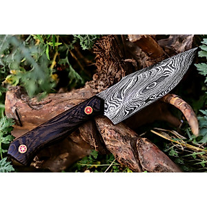 SHARD Hunting knife, Handmade Damascus Steel Hunting Knife, Hunting Knife with Sheath,Fixed Blade Knife with Sheath,BushCraft Full Tang Fixed Blade Hunting Knife, Camping Knife, Survival Knife