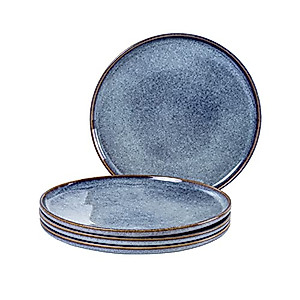 UNICASA Ceramic Large Dinner Plates - 11 Inch Dessert, Salad Plate Set of 4 for Steak, Pasta, Dinnerware Sets, Scratch Resistant - Porcelain Serving Dishes, Dishwasher & Microwave Safe (Blue)