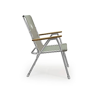 FORMA MARINE Boat Chairs High Back Grey Deck Folding Marine Aluminum Teak Furniture Set of 2 M150G