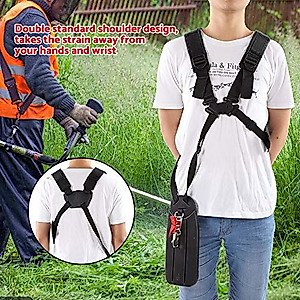 YILUFA Trimmer Harness Strap,Universal Trimmer Double Shoulder Strap Mower Nylon L-Shaped Belt for Brush Cutter Garden