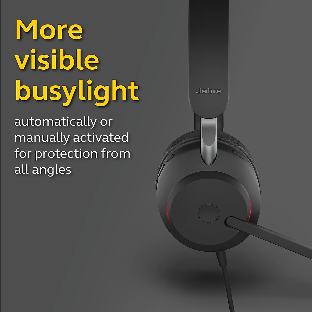 Jabra Evolve2 40 MS Wired Headphones, USB-C, Mono, Black – Telework Headset for Calls and Music, Enhanced All-Day Comfort, Passive Noise Cancelling Headphones, MS-Optimized with USB-C Connection