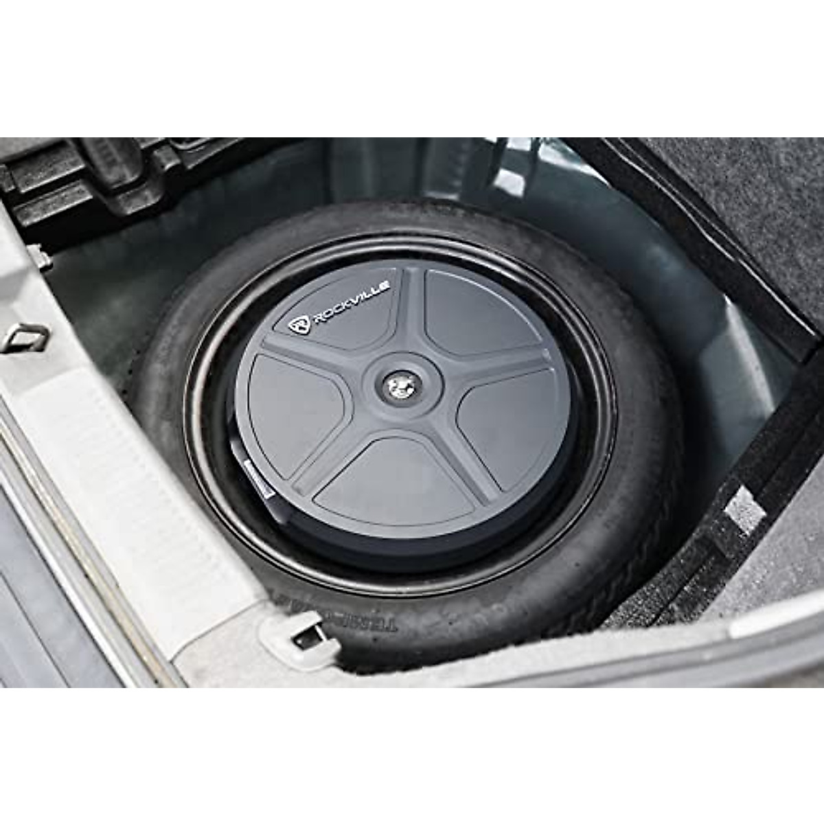 Rockville RockGhost V2 Powered 11" 800w Car Subwoofer Fits Inside Spare Tire,Black