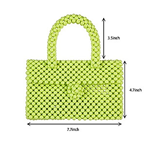Abvokury YUSHINY Women Acrylic Beaded Clutch Macaron Color Message Bag with Strap for Wedding Evening Party (YellowGreen)