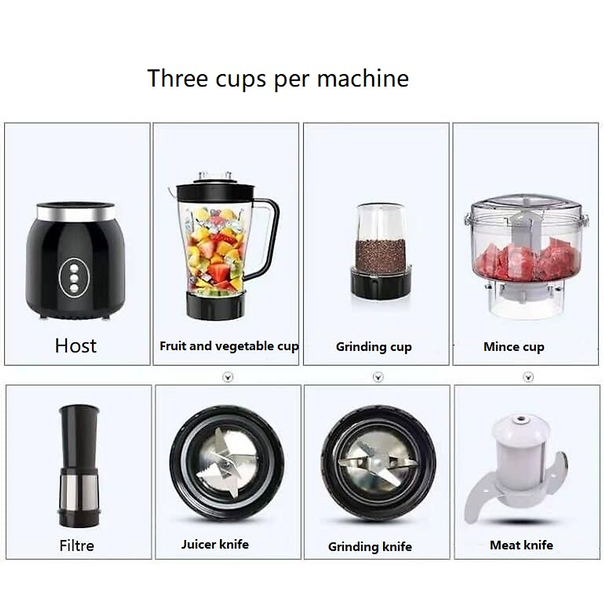 600W 4-in-1 Multifunctional Food Processor,Countertop Smoothies Blenders,Coffee Grinder,Meat Grinder,Baby Food Maker,Mixer Grinder for Meat,Vegetables,Fruits,Beans,Ice Crusher with 6 Blades 61OZ 1.8L