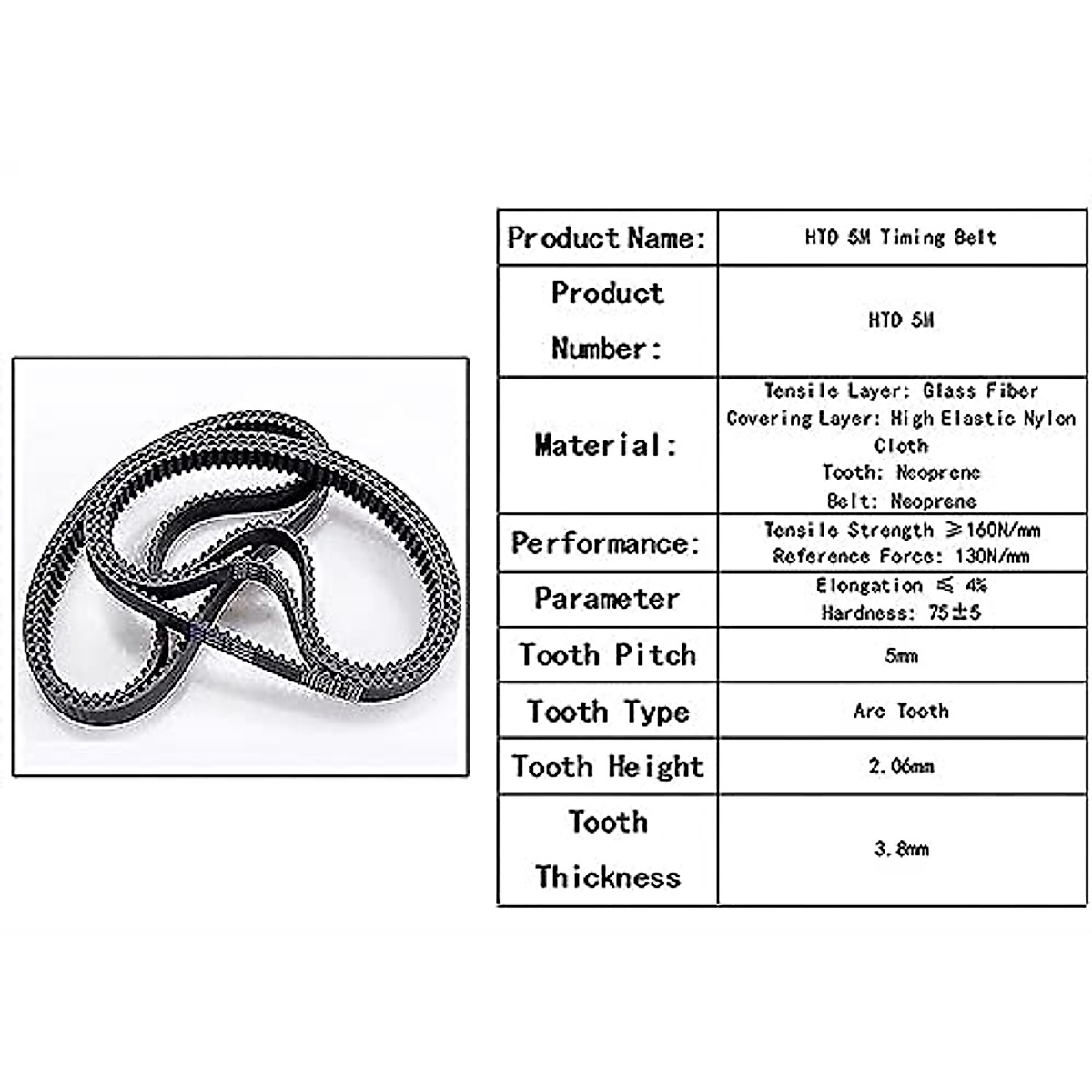 Xianglaa-Timing Belt HTD Conveyor Belts 1035-5M-25, 15/20/28mm Width Closed Loop Belts, C=1035mm, Arc Tooth Conveyor Rubber Timing Belts, 207T, Pulley Belt (Length : 1035-5M, Width : Width 22mm)