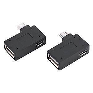 Liukouu 2Pcs USB 2.0 Female to Male Micro OTG Adapter Power Supply Port 90 Degree Left 90 Right Angled