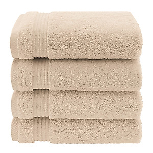 American Veteran Towel, Hand Towels for Bathroom Set of 4, 100% Cotton Turkish Hand Towel Sets Clearance Prime, Soft Drying Hand Face Towels, Beige Hand Towels
