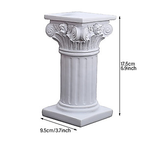 GEZICHTA Roman Pillar Greek Column Statue Resin Figurine Base Sculpture Wedding Table Decorations Indoor Home Decor(3.5x3.7x6.9 inch,Square)