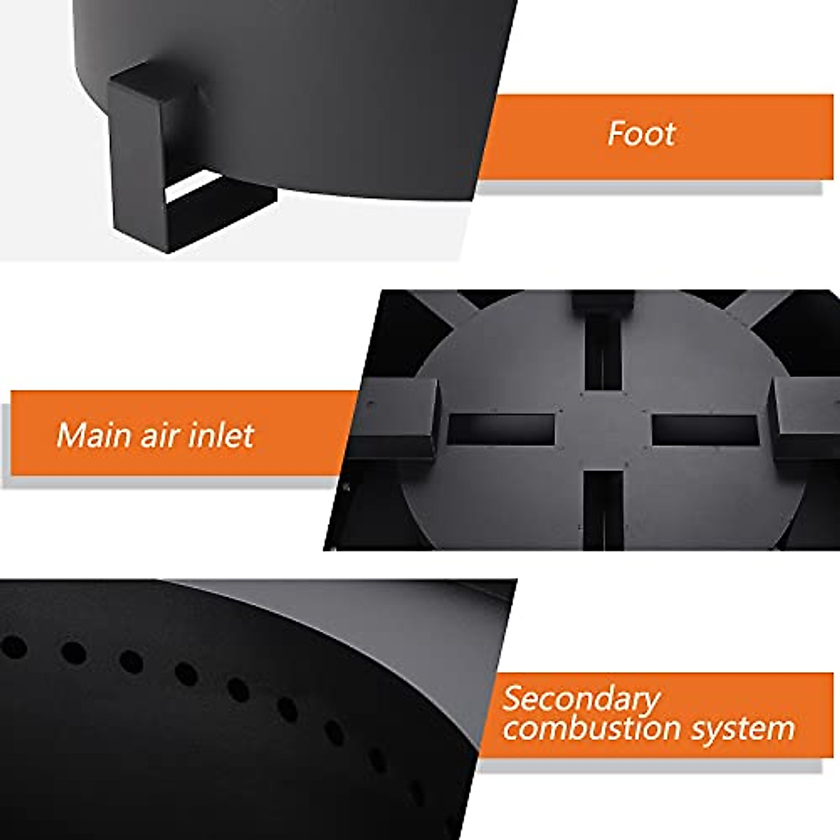 Grepatio Smokeless Fire Pit ,21.5 Inch Steel Double Flame Fire Pit Large Portable Stove Bonfire Outdoor Wood Burning for Outside, Backyard, Camping, Picnic, Garden w/ 1 Pokers and Cover(Black)