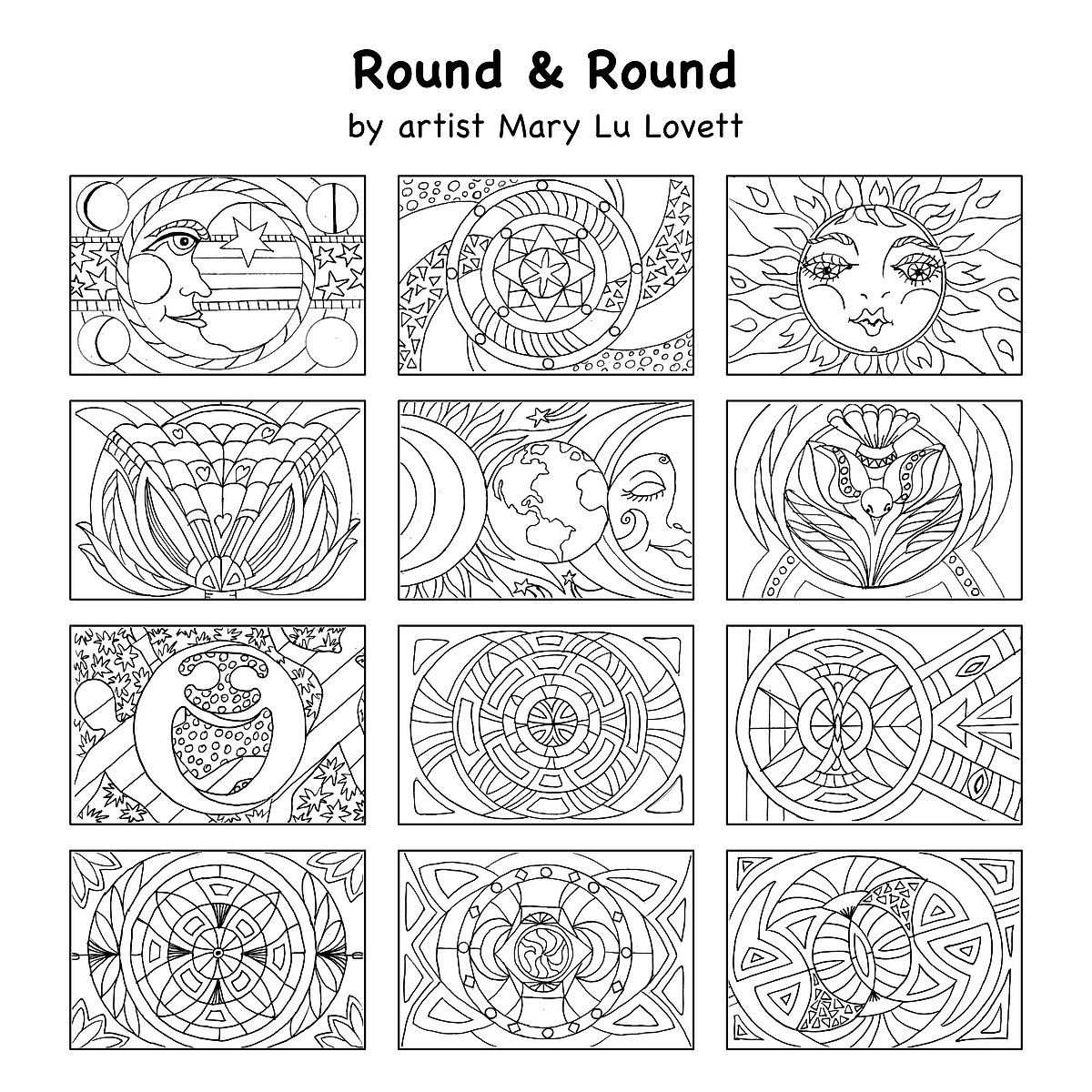 COLORpockit 4x6 Postcard Coloring Book Card Decks with Round & Round and Floral Fun. Refills for COLORpockit Complete Portable Coloring kit. Contains Two 12-Card Coloring Decks.
