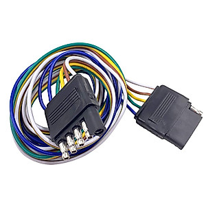 CARROFIX 5 Way Flat Trailer Wire Extension, 48" 5-Pin Trailer Wiring Connector, Vehicle-Side and Trailer-Side