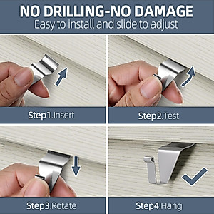 Heavy-Duty Stainless Steel Siding Hooks,20 Pack Vinyl Siding Hooks Hanger,No Hole Siding Hanging Hanger for Hanging on Patio,Vinyl Siding Clips Applicable to Outdoor or Holiday Decoration