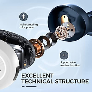 OneOdio True Wireless Earbuds, F2 Wireless Headphones,10mm Drivers with Big Bass, 48H Playtime, Tiny Size Wireless Earbuds for Commute, Work, Workout, Running White