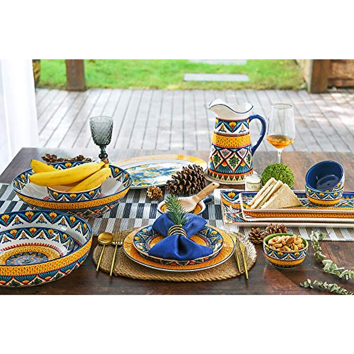 Bico Havana Ceramic 2.5 Quarts Pitcher with Handle, Decorative Vase for Flower Arrangements, Dishwasher Safe