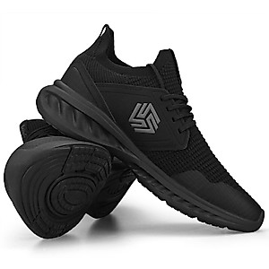 Giniros Mens Slip On Walking Shoes Non Slip Running Shoes Breathable Workout Shoes Lightweight Gym Sneakers All Black Size 7