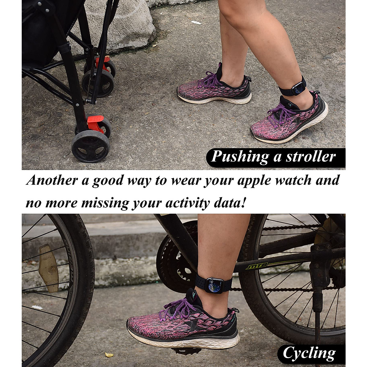 Breathable Hook and Loop Ankle Band for Compatible with Apple Watch Series 10 (42mm) 9 8 7 (41mm) 6 SE 5 4 (40mm) 3 2 1 (38mm), Medium