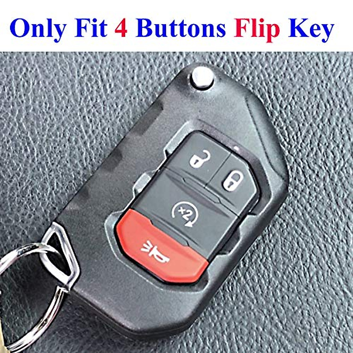 For Jeep 2018 2019 Wrangler JL JLU Rubicon 2020 2021 Jeep Gladiator JT 68292944AA Remote Control 4 Buttons Flip Key Fob Cover Case Bag Holder Jacket Black Rose