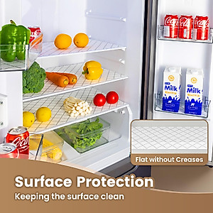 Shinlendid Refrigerator Liners Non-Slip 12IN x 10Feet, Absorbent Fridge Shelf and Drawer Liners Keep Fruits & Vegetables Fresh, Washable Refrigerator Mats, Whinte
