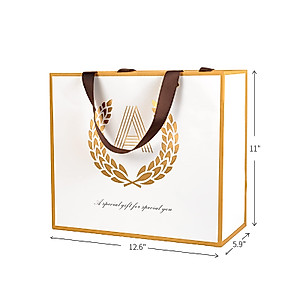 Women's Day Gift Bag, Premium Quality Personalized Gift Monogram Initial Gift Bags, 1 Pack Letter A, Personalized Premium Gift Bags with Tissue Greeting Card Sealing Stickers for Birthdays, Baby Showers, Weddings, Party Favors, Holiday Gifts 12.6" X 11" X