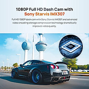 70mai Dash Cam Lite, 1080P Full HD, Smart Dash Camera for Cars, Sony IMX307, Built-in G-Sensor, 130° Wide Angle FOV, WDR, Night Vision, Loop Recording