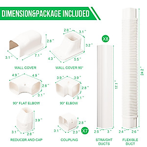 Kerykwan 3" W 13.5Ft L Mini Split AC Line Cover Kit Decorative PVC Tubing Pipe Cover Set for Center Air Conditioner&Heat Pumps Systems