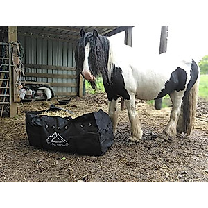 MOUNT GIHULO Hay Bag for Horses - 600D Polyester Horse Hay Bag, Hay Storage Bag - Carry Handles, PVC Waterproofing, 2-String Bale + Horse Charm