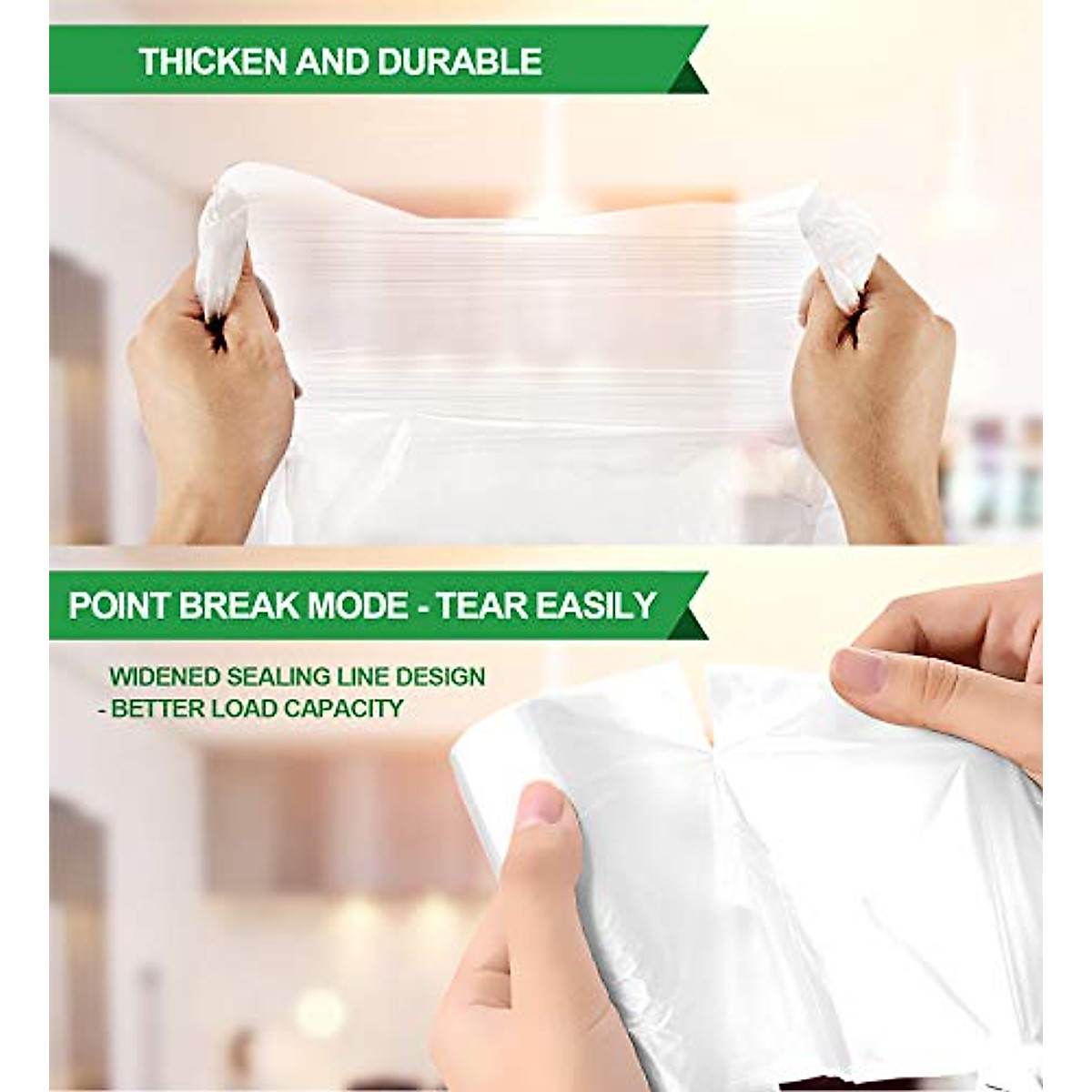 Clear Medium Garbage Bags 8 Gallon Trash Bags FORID Wastebasket Bin Liners 110 Count Plastic Trash Bags for Bathroom Bedroom Office Trash Can 30 Liters