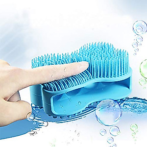 Emoly Upgraded Soft Silicone Body Brush Body，Scrubber Bath Shower Glove Exfoliating Skin SPA Massage Scrubber Cleanser, Antiskid Finger Sleeve for Baby Kids Wife Men Women Family (Blue)