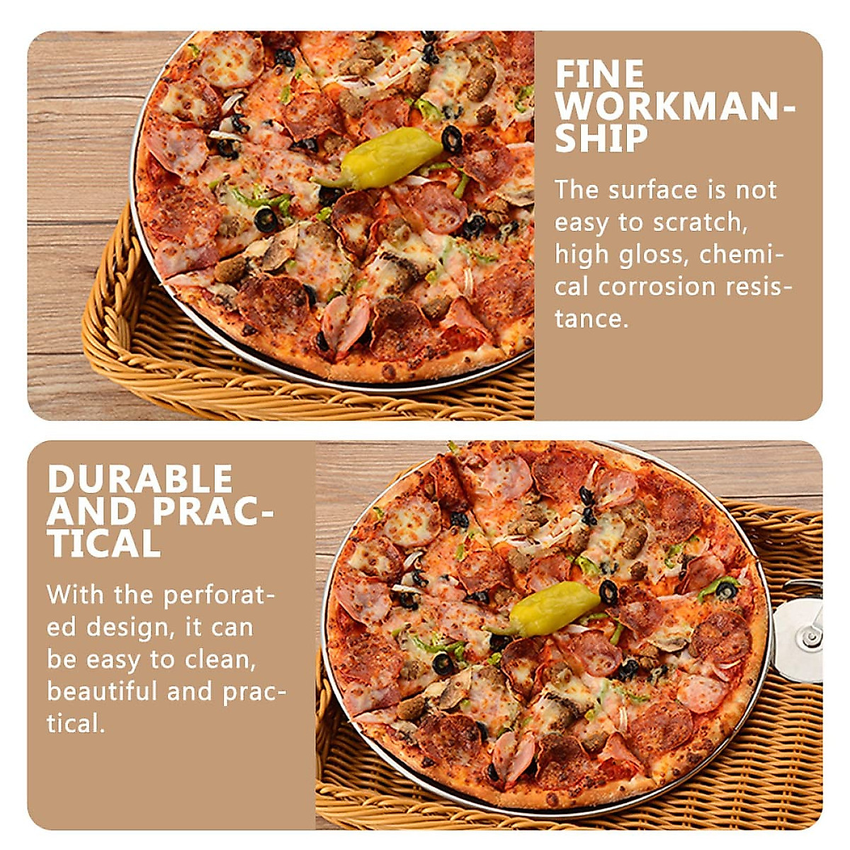 Cabilock Nonstick Pizza Pan Home Pizza Oven Pizza Baking Sheet Stainless steel Pizza non stick pizza pan round baking pan pizza for oven Pan Round Perforated Stainless Steel Griddle