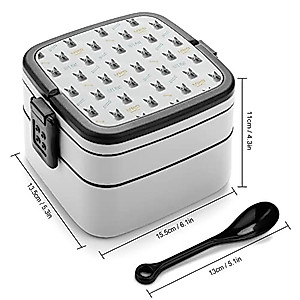 German Shepherd White Lunch Box Portable Double-Layer Bento Box Large Capacity Lunch Container Food Container with Spoon