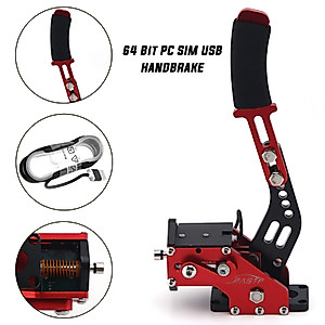 RASTP 64Bit PC USB Handbrake for SIM Racing Games Logitech G27 G25 G29 T500 T300 FANATECOSW LFS DIRT RALLY.2,Red