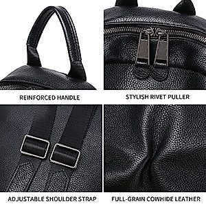 Wesccimo Genuine Leather Backpack Purse For Women Black Quilted Real Soft Leather Convertible Shoulder Bag