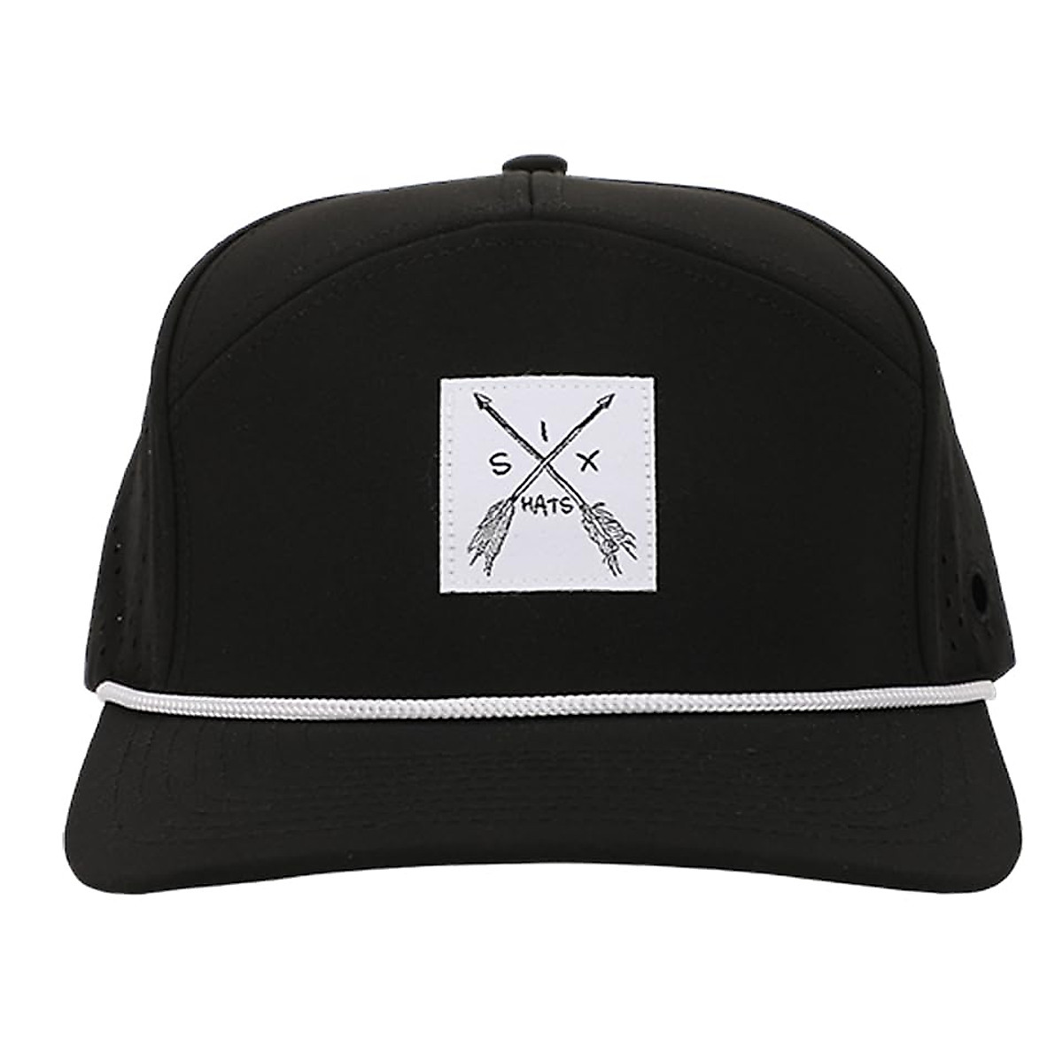 SixHats Arrow Waterproof & Sweat Proof Hat | Available in 3 Sizes | Golf Tee Holder, Black, Medium-Large