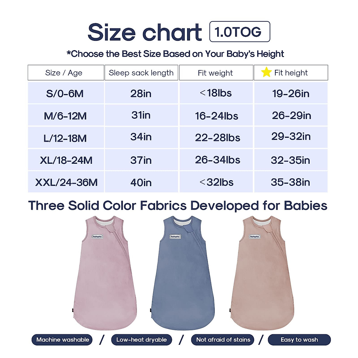 Domiamia Baby Sleep Sack 1.0 Tog Soft Cotton & Rayon Made from Bamboo Toddler Sleeping Sack 24-36 Months Dryable Lightweight Wearable Blanket