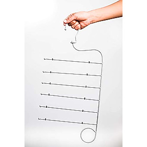 Jokari Set of 2 Non Slip 6 in 1 Space Saving Hangers for Leggings, Pants, Scarves and More. Maximize Storage, Hang Six Pairs Of Slacks, Jeans and Any Material Workout or Yoga Pants, and Won't Slip Off