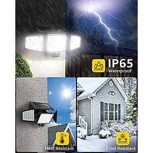 LE Solar Lights for Outside, Motion Sensor Outdoor Lights, WL4000 High Brightness, 3 Adjustable Heads 270° Wide Lighting Angle, IP65 Waterproof, Wireless Wall Lamp for Porch Yard Garage, 2 Packs