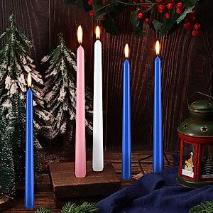 5 Pieces Blue Advent Candle Blue Taper Candles Christmas Advent Candle Long Burning Tapered Candles Dripless Taper Candles and Unscented Candlesticks for Advent Rings and Church Advent Wreaths