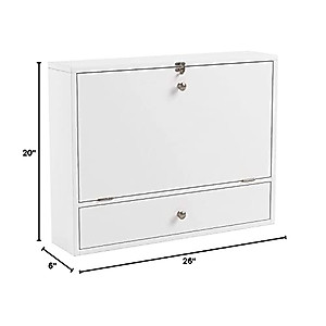SEI Furniture Willingham Wall Mount Folding Desk, White