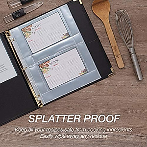 Samsill Recipe Card Page Protectors for 8.5 x 11 Recipe Binder, 4 x 6 Pockets, 2 Pockets, 50 Count, Recipe Book Pocket Page Refill Sheets, Side Margin Loading, for 8.5 x 11 Standard 3 Ring Binders
