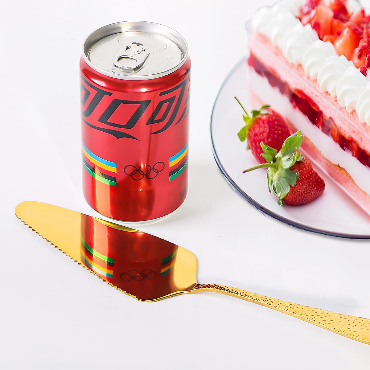 Ymeibe Stainless Steel Cake Server Pack of 10 Hammered Pie Holder Transfer Triangular Spade Spatula Serrated Edge for Pizza Cake Baking Safe in Dishwasher (Gold)