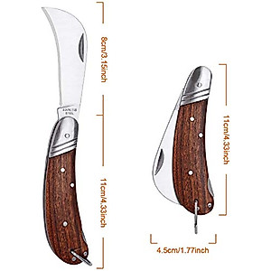 Grafting Knife/Bud Shoot Knife/Pruning Knife/Portable Orchard Stainless Steel Straight Blade and Hawk Blade(Single-Edged Knife)