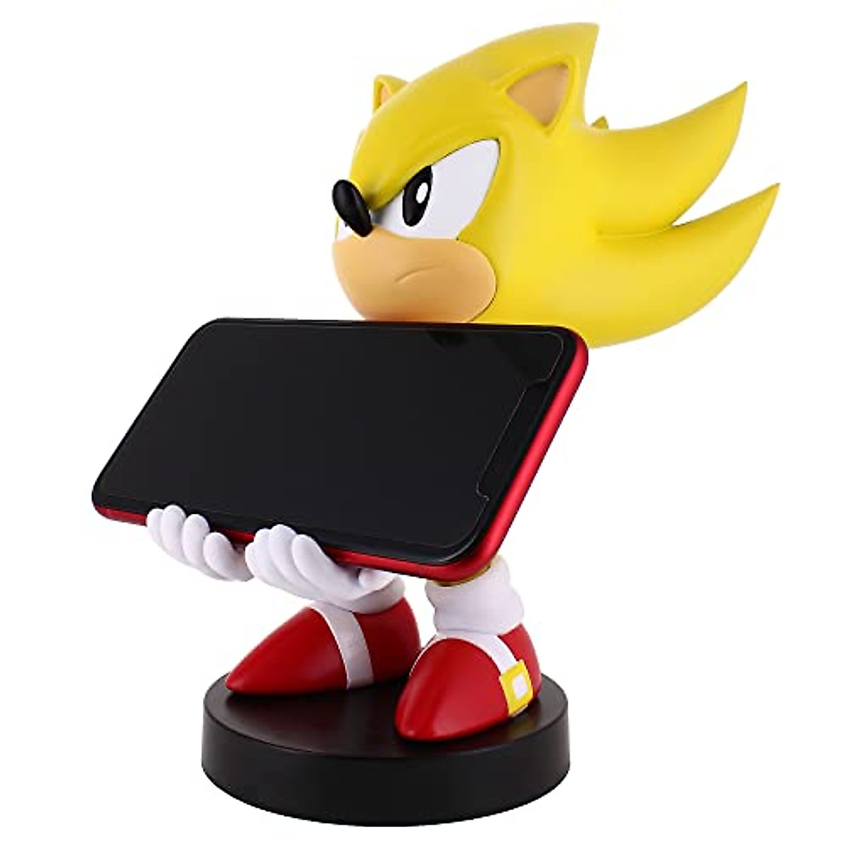 Exquisite Gaming Cable Guy: Phone/Controller Holder - SEGA Super Sonic, Includes a 4 Foot Charging Cable, Heavy Duty PVC Statue and Sturdy Base to Hold Your Stuff without Tipping Over