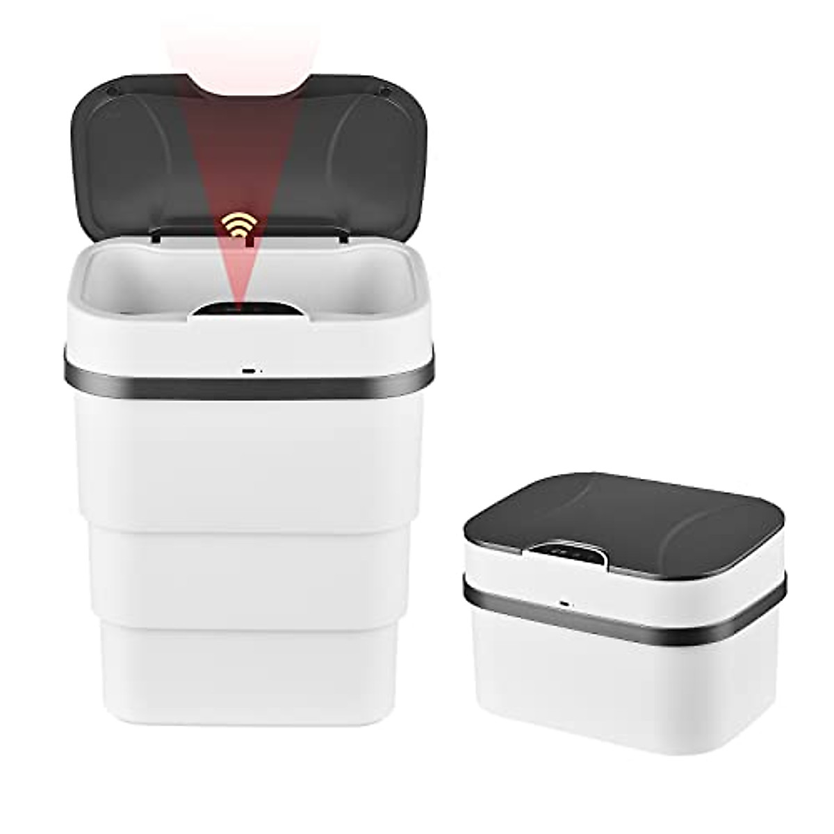 PENCHEN Auatic Toucess Infrared Motion Sensor Trash Can 3-Layer Folg Garbage Can Max. 9.5L ty Built-in Battery with USB Charging Cable