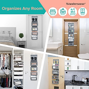 Wondersome Over the Door Organizer - Clear Mesh Window Hanging Storage Rack - Closet/Wall Organization for Bedroom, Bathroom, Kids Room - Space Saving Shelves for Clothes, Shoe, Towel - US-Based Brand