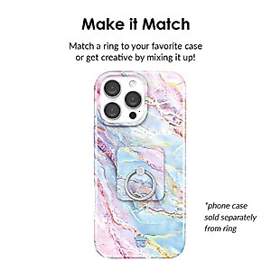 Velvet Caviar Cell Phone Ring Holder - Finger Ring & Stand - Improves Phone Grip Compatible with iPhone, Galaxy and Most Cases (Except Silicone/Leather) - Moonstone Holographic Pink Blue Marble