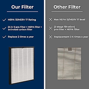 [Upgraded] C545 Replacement Filter S compatible with Winix C545 Air Purifier, 2 True HEPA/Activated Carbon Combo Filters + 4 Carbon Pre-Filter - Part# 1712-0096-00, 2522-0058-00