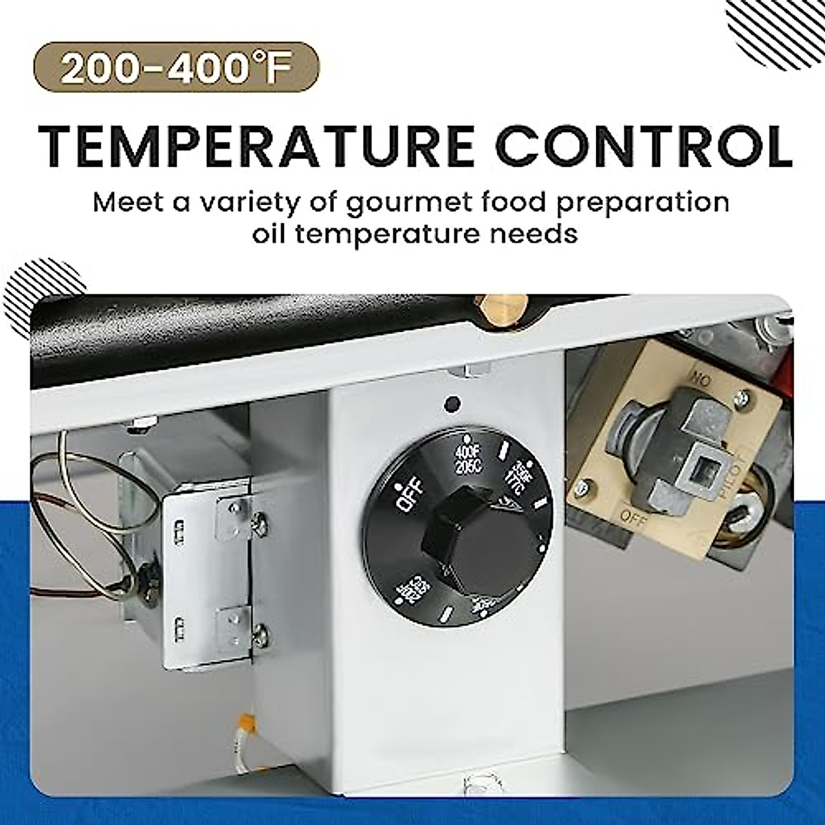 WMAOT 50 lbs Capacity 200-400°F Gas Floor Fryer, 3 Tube Commercial Deep Fryer with 2 Baskets, Restaurant Stainless Steel Natural Gas Upright Fryer, Deep Floor Fryer 90,000 BTU